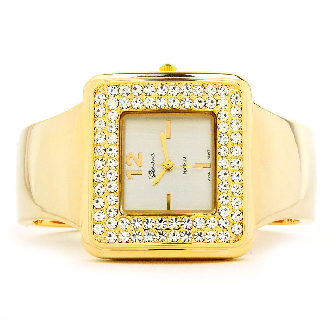 Gold Tone Crystal Bezel Luxury Bangle Cuff Watches for Women – ShowTime ...